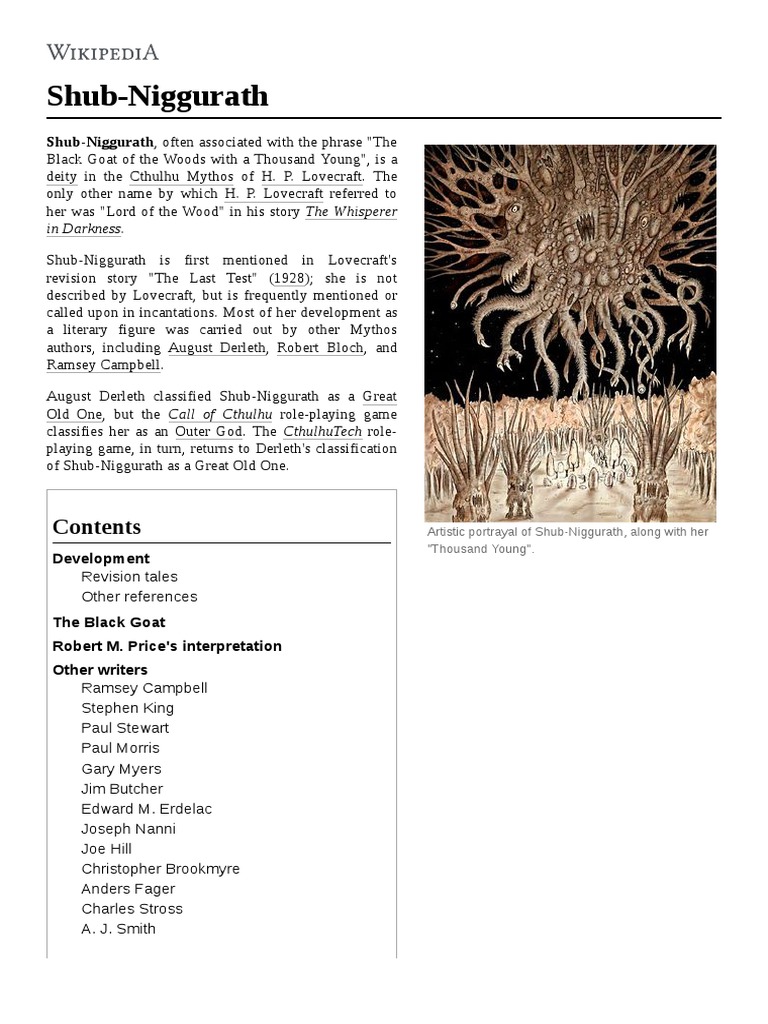 Shub-Niggurath: Shub-Niggurath, Often Associated With The Phrase "The ...