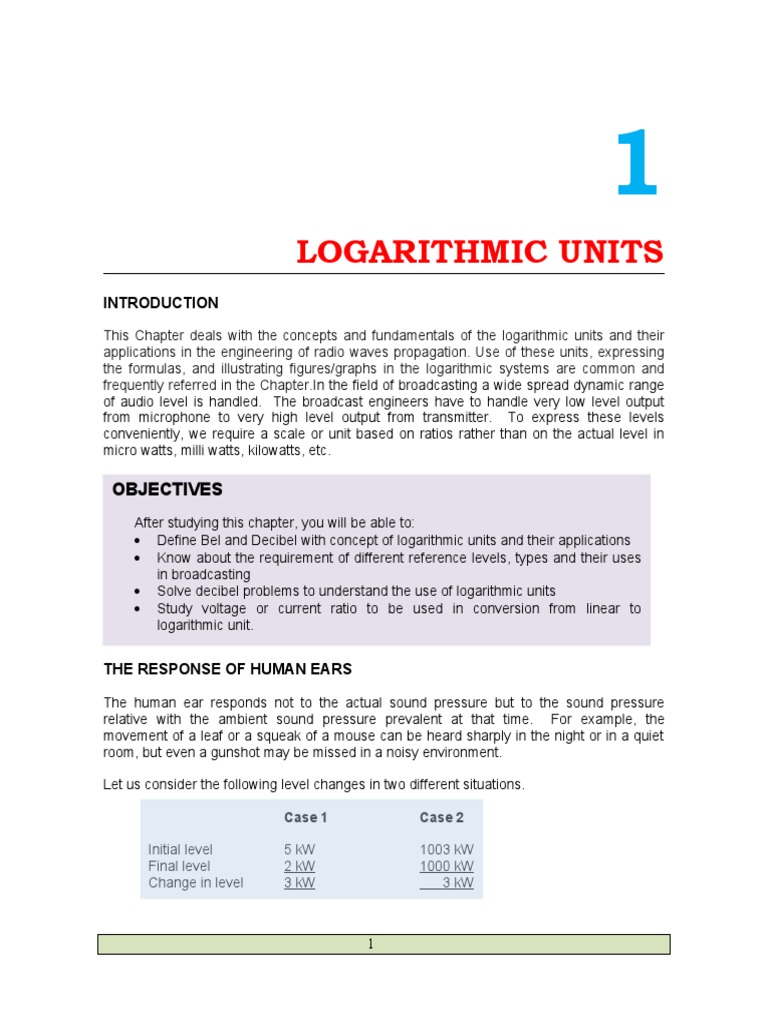 01 - Logarithmic Unit | PDF | Decibel | Watt