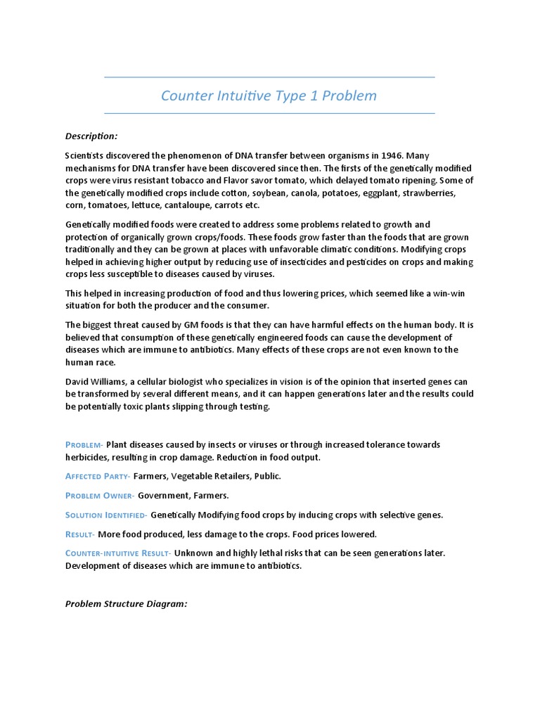 Counter Intuitive Type 1 Problem: Description | PDF | Genetic ...