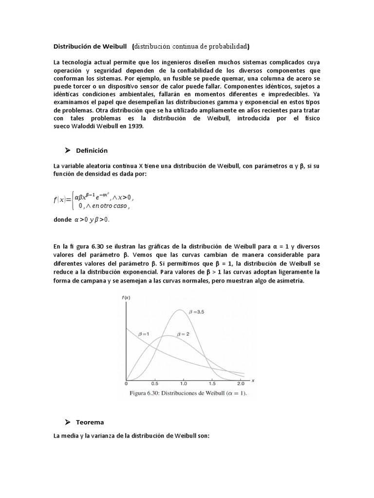 Distribución de Weibull | PDF | Ingeniería de confiabilidad | Teoría ...