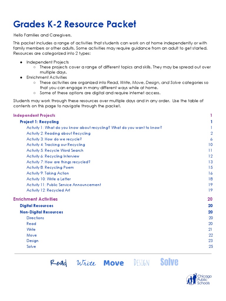 Grades K-2 Resource Packet: Project 1: Recycling 1 | PDF | Reuse ...