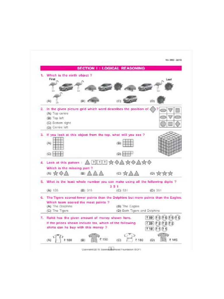 IMO Class 1, Old Papers | PDF