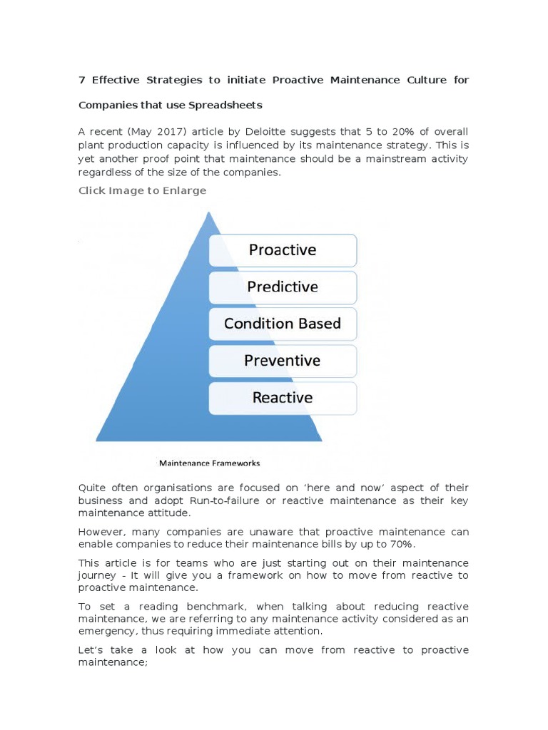 7 Effective Strategies To Initiate Proactive Maintenance Culture For ...