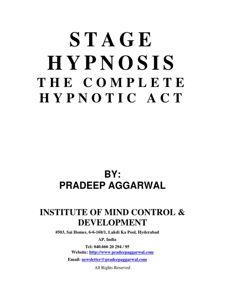 Stage Hypnosis The Complete Hypnotic Act Pdf Hypnosis Fishing Rod