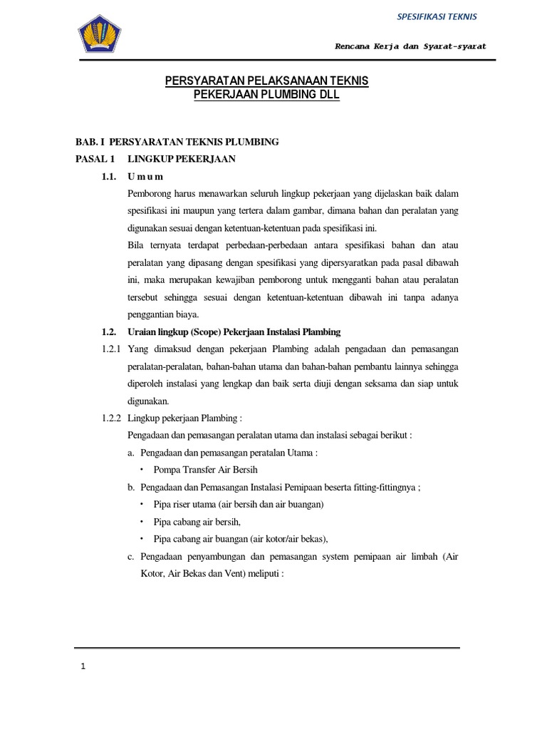 Spesifikasi Teknis 5 - Rks-Me | PDF