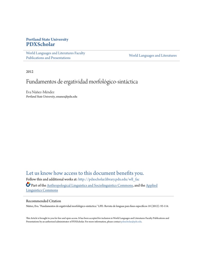 Ergativity in Morphosyntactic Analysis | PDF | Object (Grammar) | Morphology (Linguistics)