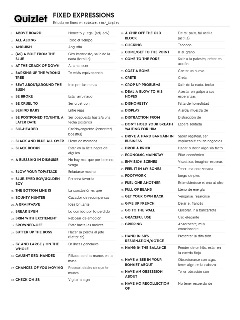 FIXED EXPRESSIONS List PDF | PDF
