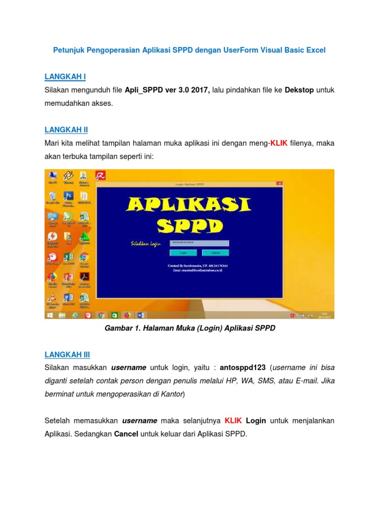 Manual Book Aplikasi SPPD Dengan UserForm Visual Basic - Excel PDF | PDF | Bisnis