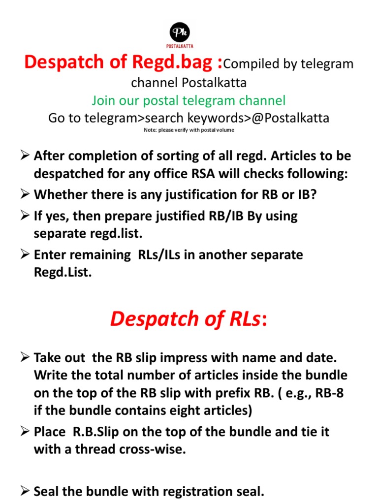 Despatch of Regd Bags | PDF | Philately | Public Services