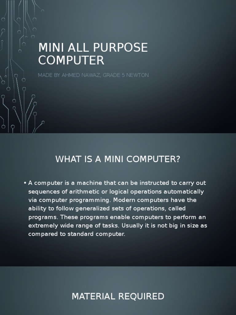 Mini All Purpose Computer 123 | PDF | Computers | Technology & Engineering