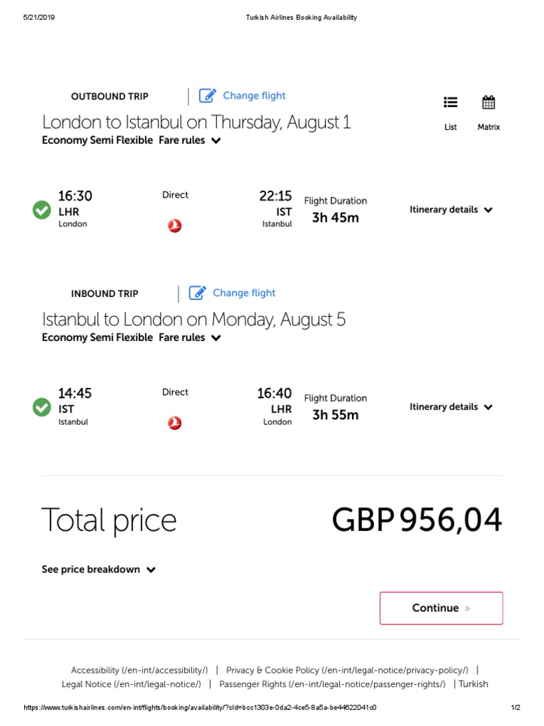 Turkish Airlines Booking Availabilitybbh PDF | PDF | Transport Companies | Airlines