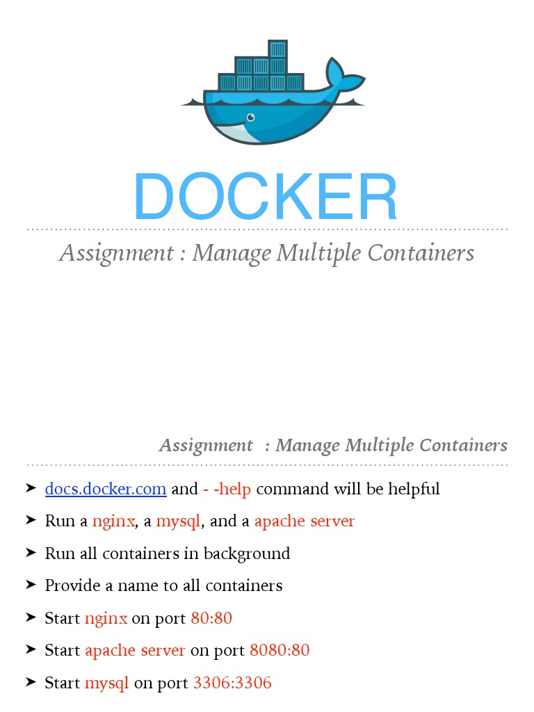 Docker: Assignment: Manage Multiple Containers | PDF