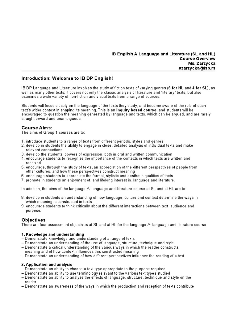 Introduction: Welcome To IB DP English! | PDF | Test (Assessment ...