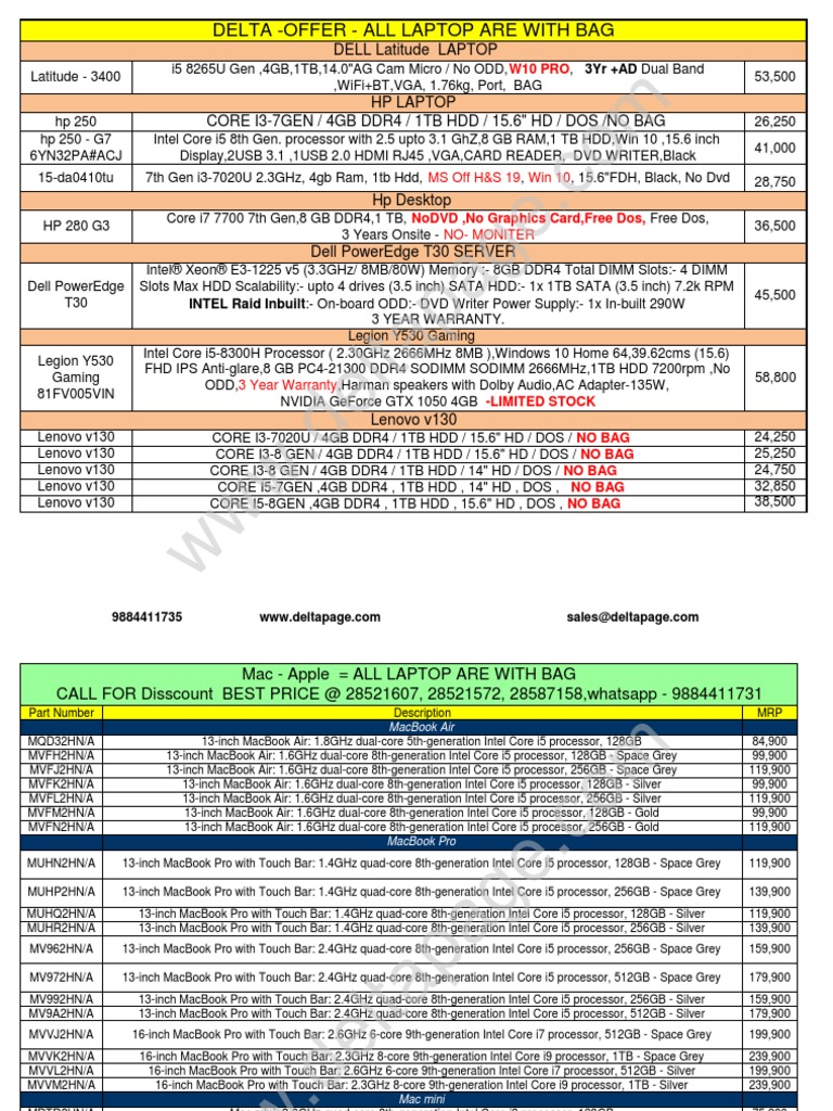 Delta - Offer - All Laptop Are With Bag | PDF | Microcomputers | Computer Hardware