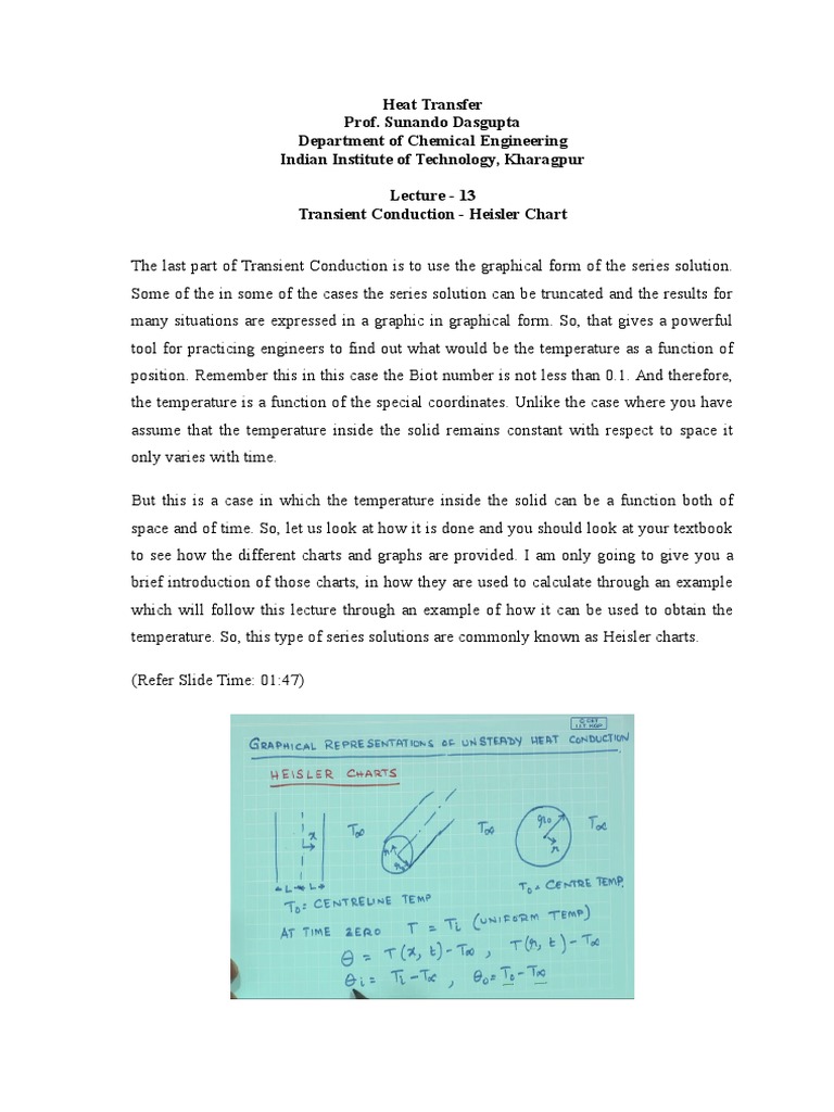 Transient Conduction Analysis Using Heisler Charts | PDF | Thermal ...
