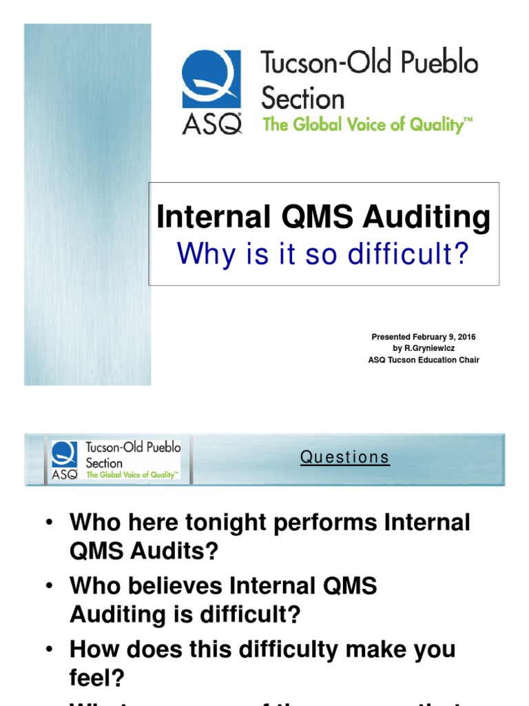 Internal QMS Auditing: Why Is It So Difficult? | PDF | Iso 9000 | Quality Management System