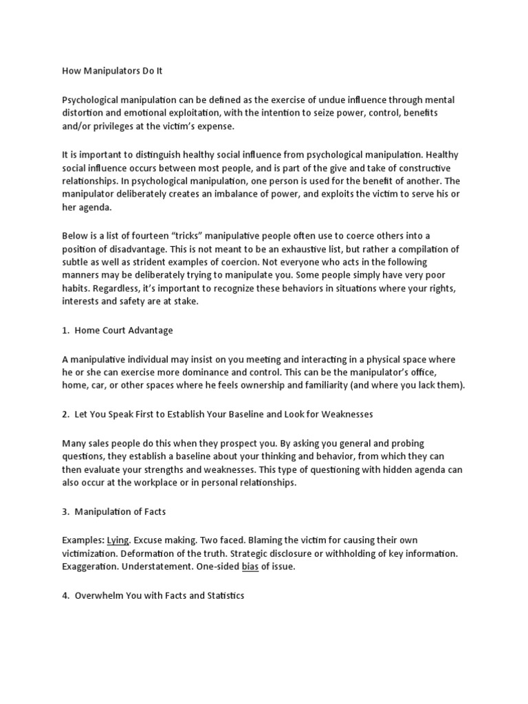 Online Reading How Manipulators Do It | PDF | Psychological ...