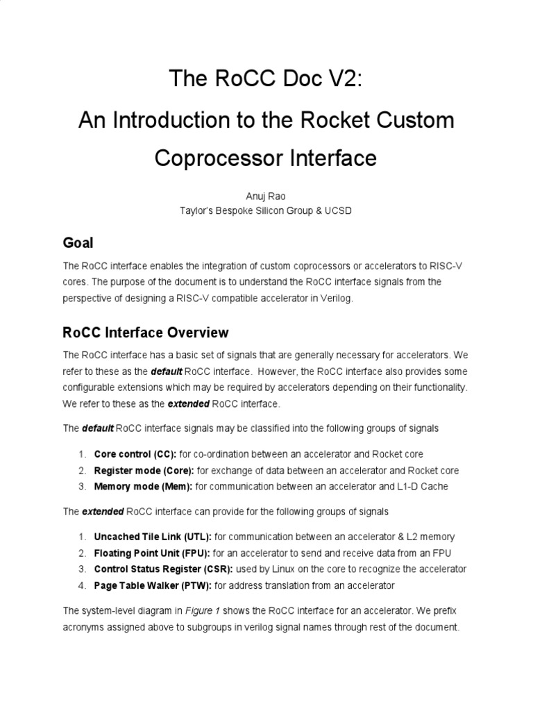 RoCC Doc V2 | PDF | Input/Output | Computer Data
