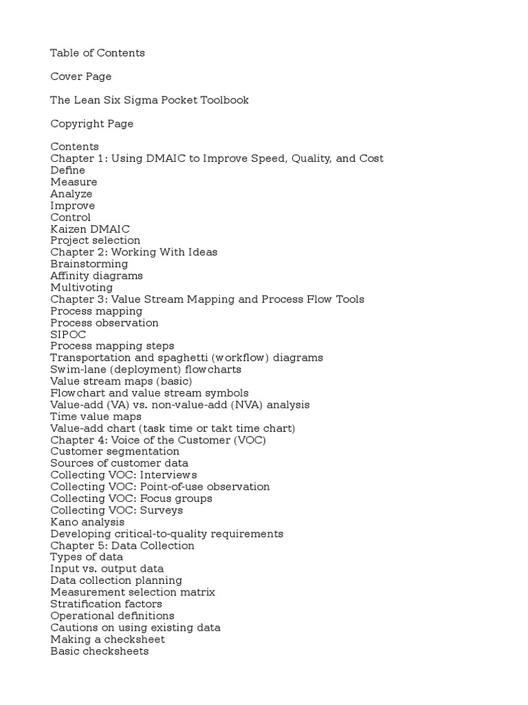 The Lean Six Sigma Pocket Toolbook: A Quick Reference Guide To 100 ...