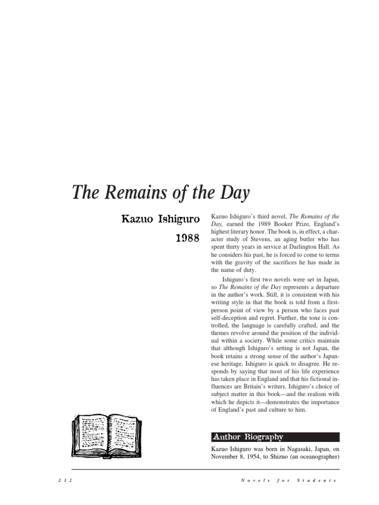 THE REMAINS OF THE DAY Novels For Students Vol 13 (Faulkner) - 230 ...