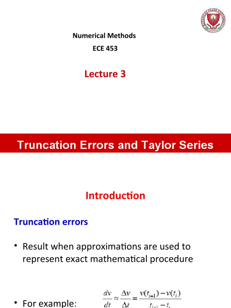Truncation Errors and Taylor Series: Numerical Methods ECE 453 | PDF | Mathematical Concepts ...