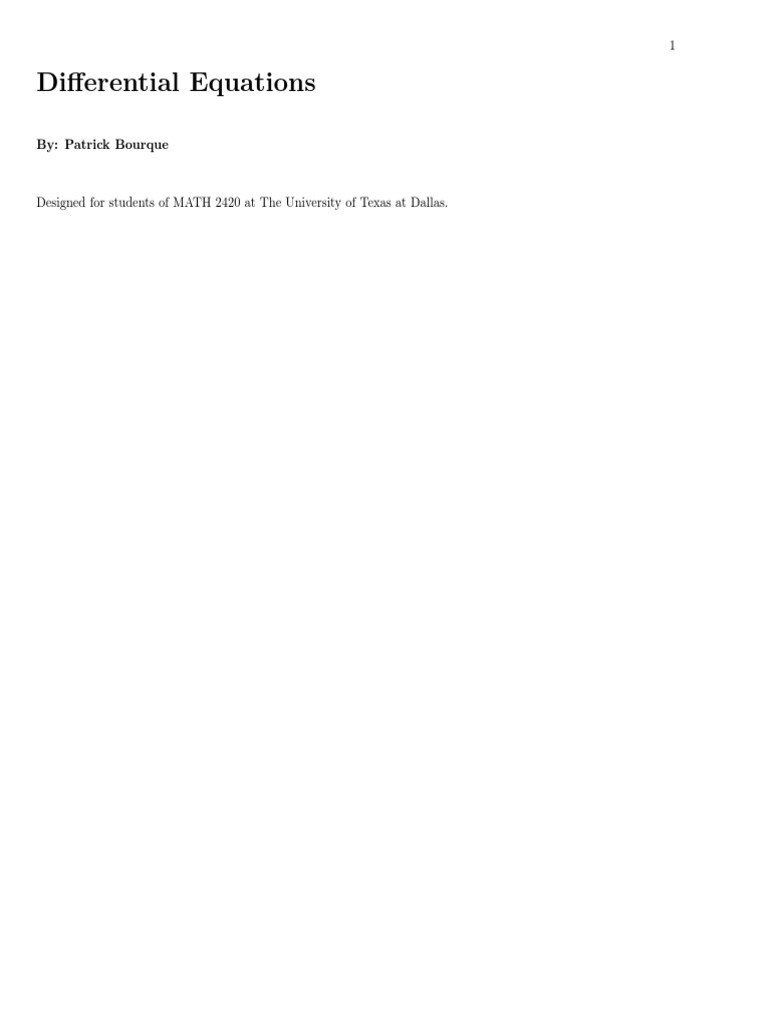 A Comprehensive Guide to Differential Equations: Methods, Applications ...