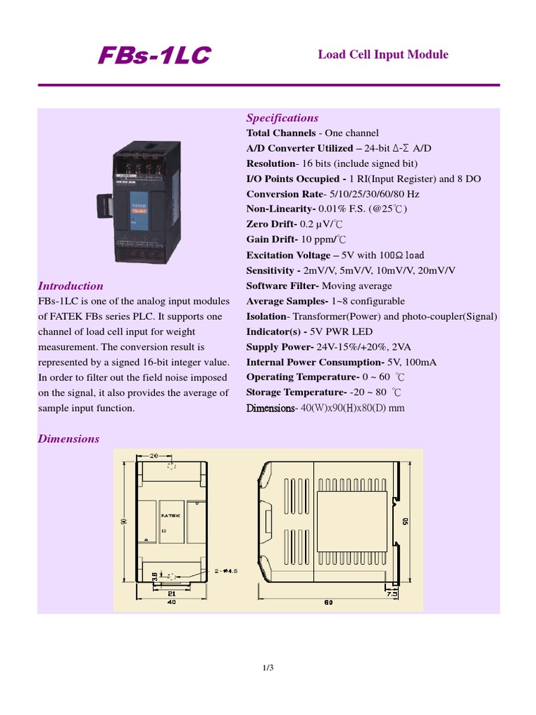 Load Cell Input Module | PDF | Analog To Digital Converter ...
