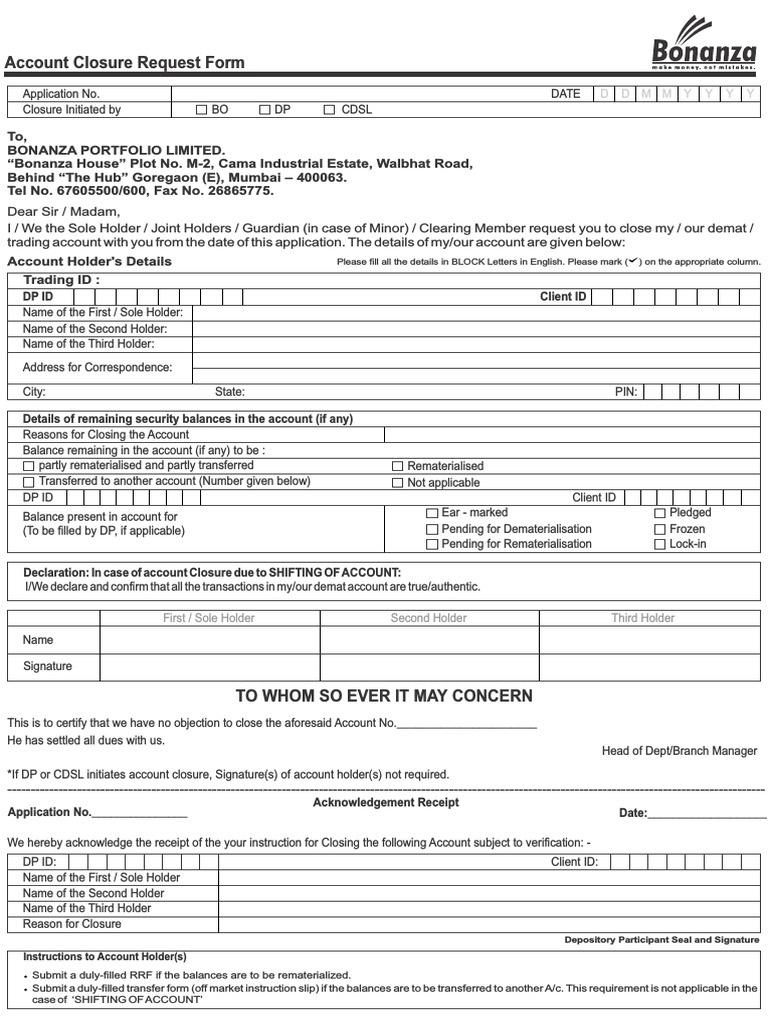 Bonanza COMBINE CLOSER FORM PDF | PDF | Financial Services | Business