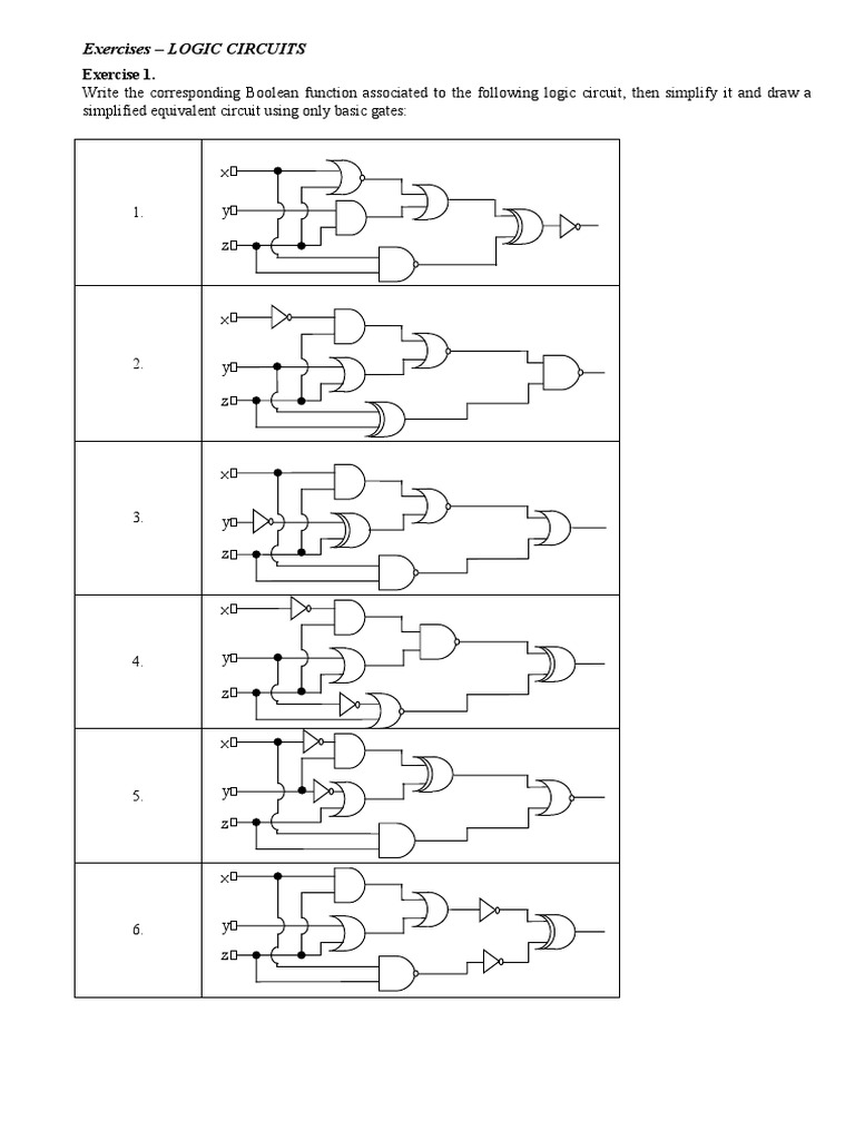 Exercises - Logic Circuits | PDF | Logic Gate | Binary Coded Decimal