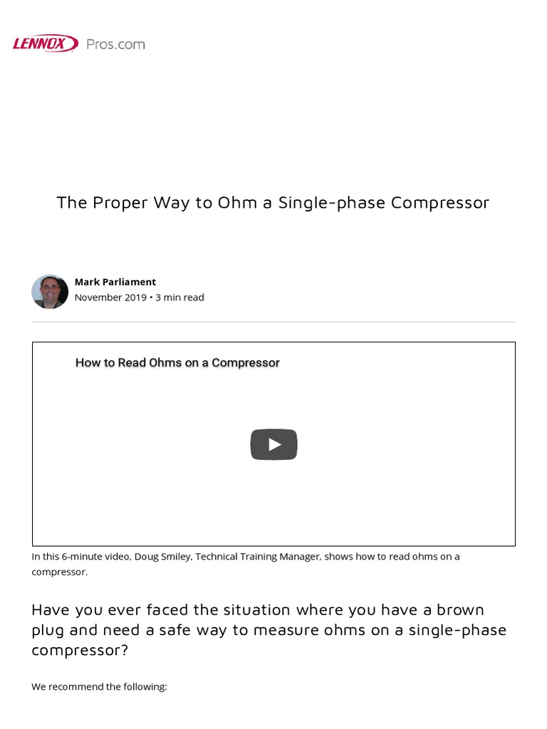The Proper Way To Ohm A Single Phase Compressor PDF | PDF | Electrical ...