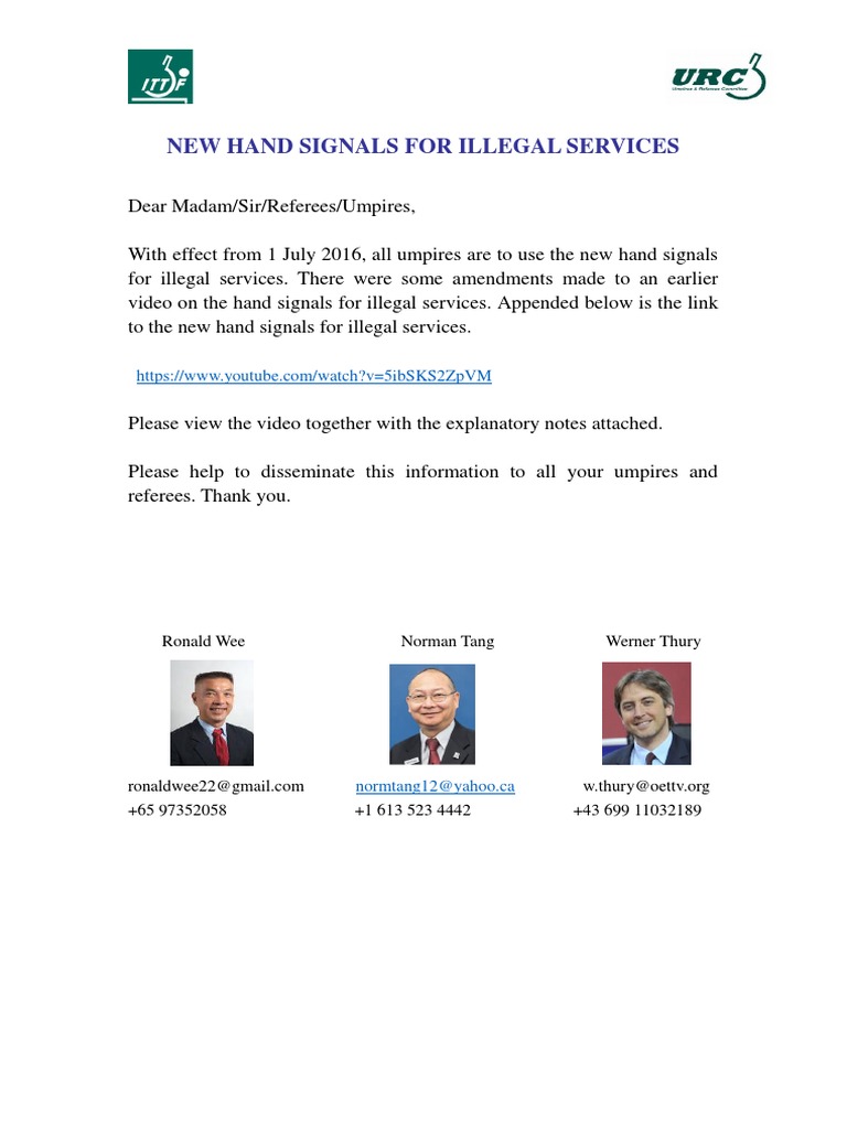 Hand Signal Illegal Service PDF | PDF | Referee | Hand