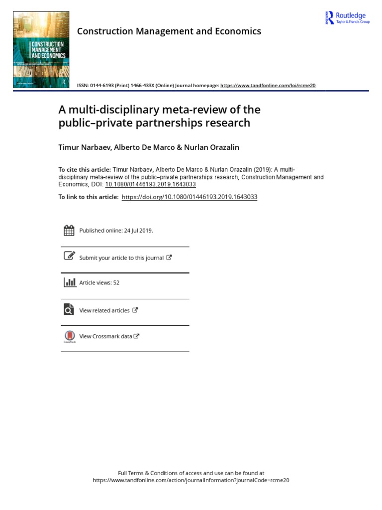 A Multi Disciplinary Meta Review of The Public Private Partnerships ...