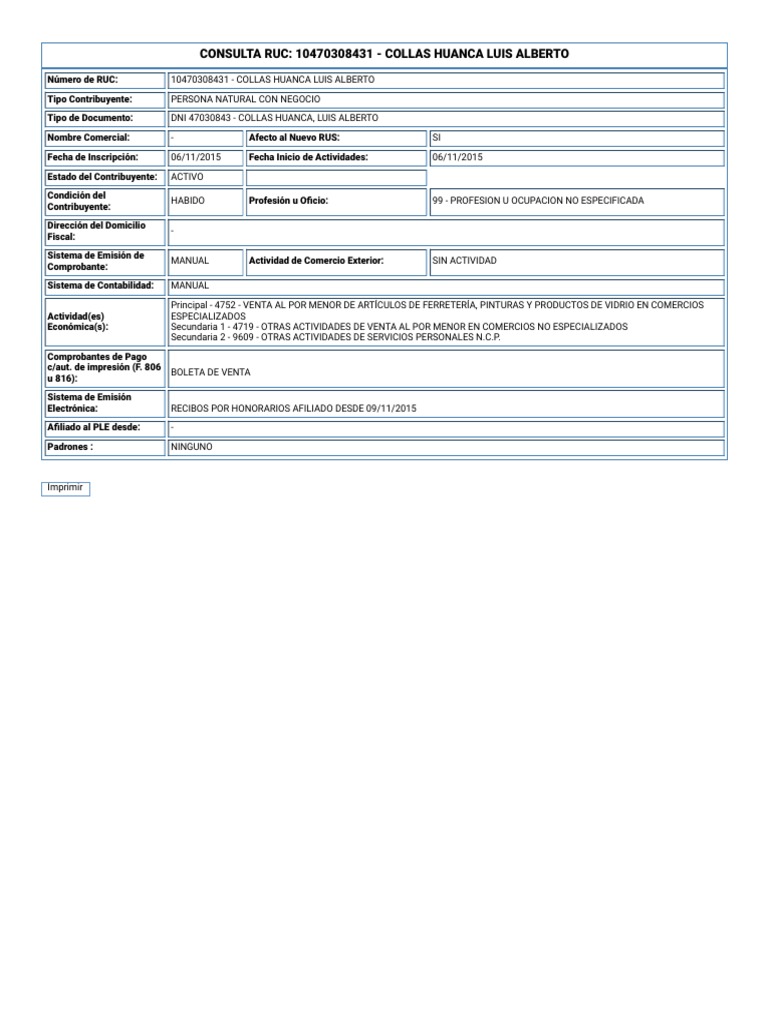 Consulta RUC: Collas Huanca Luis Alberto | PDF