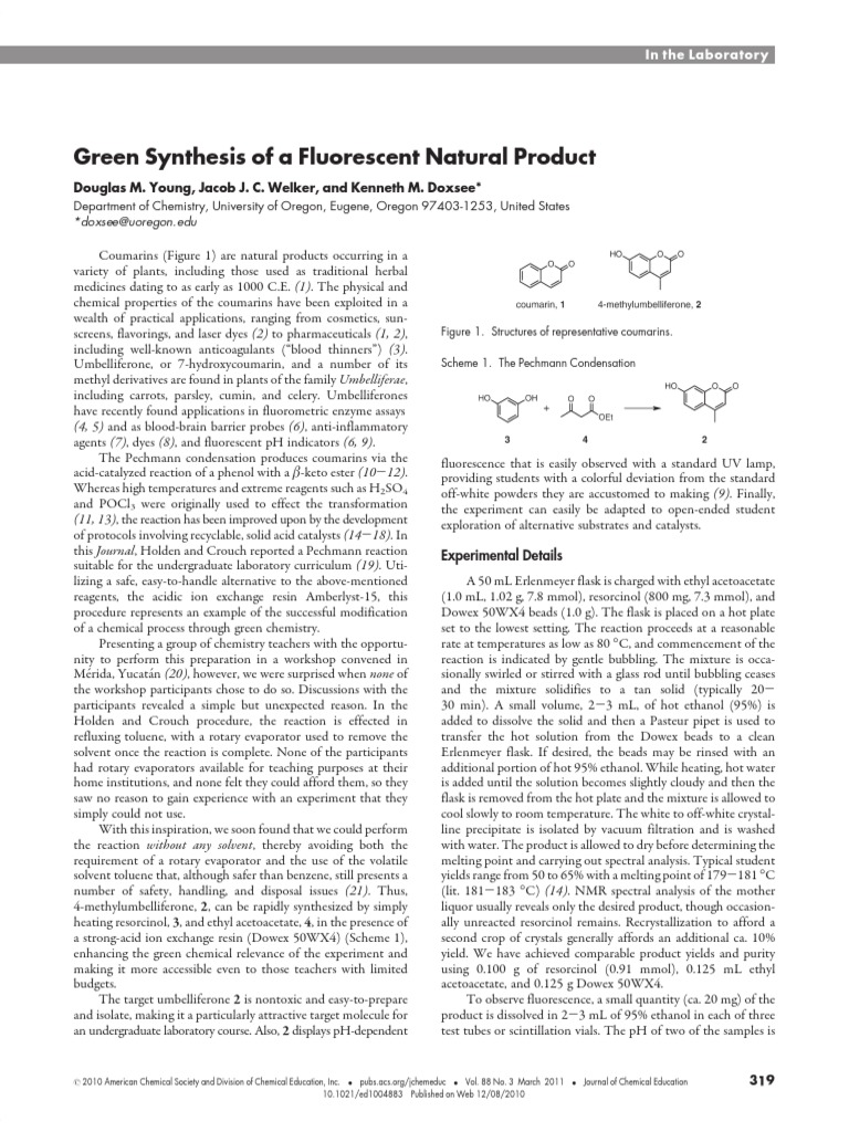 3 - Green Synthesis of A Fluorescent Natural Product PDF | PDF ...