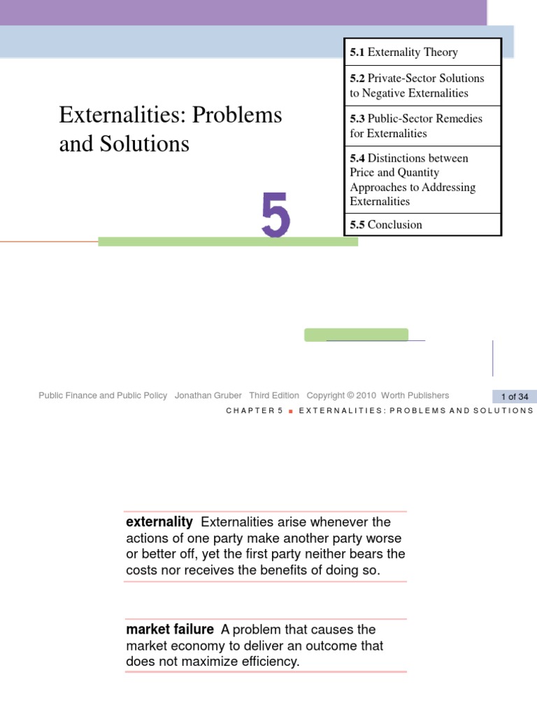 Externalities: Problems and Solutions: 5.1 Externality Theory 5.2 Private-Sector Solutions | PDF ...