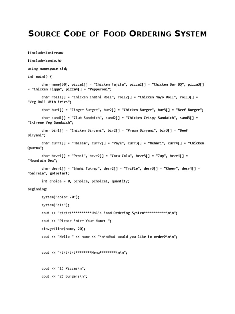 Food Ordering System Source Code | PDF | Convenience Food | Cuisine