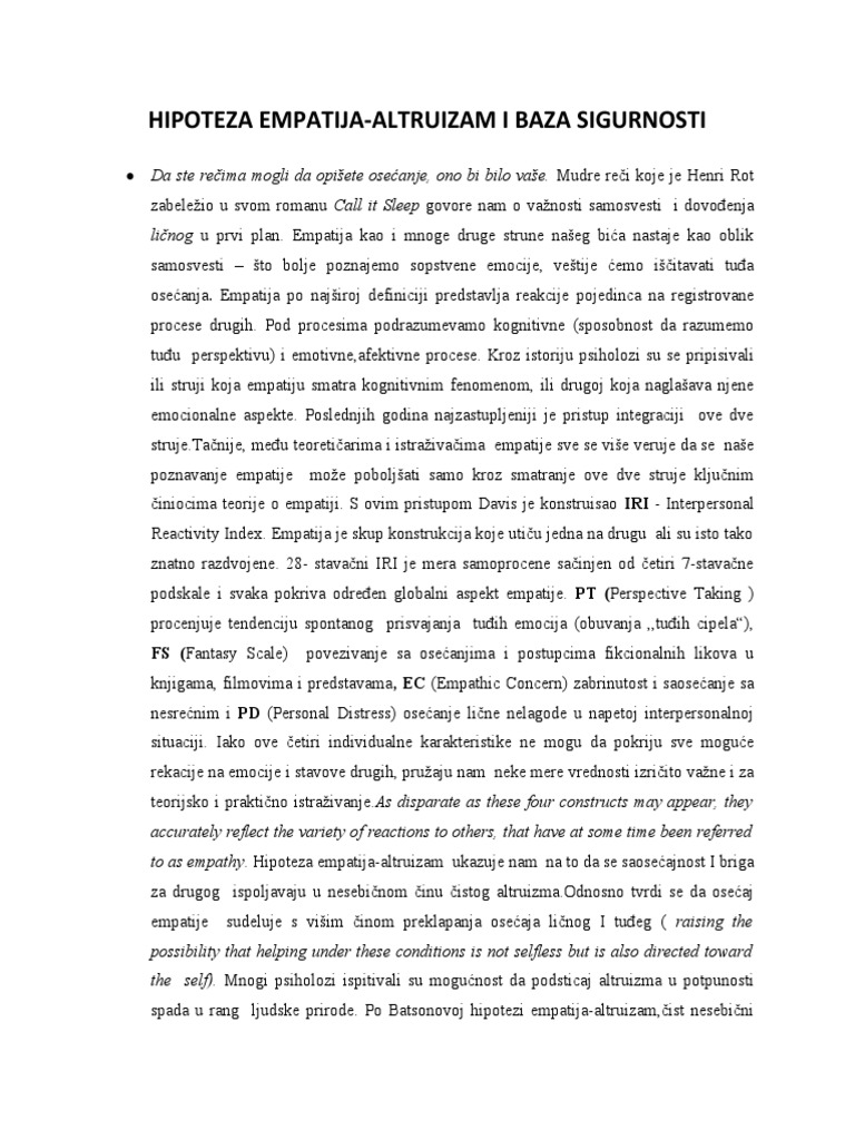 Hipoteza Empatija | PDF
