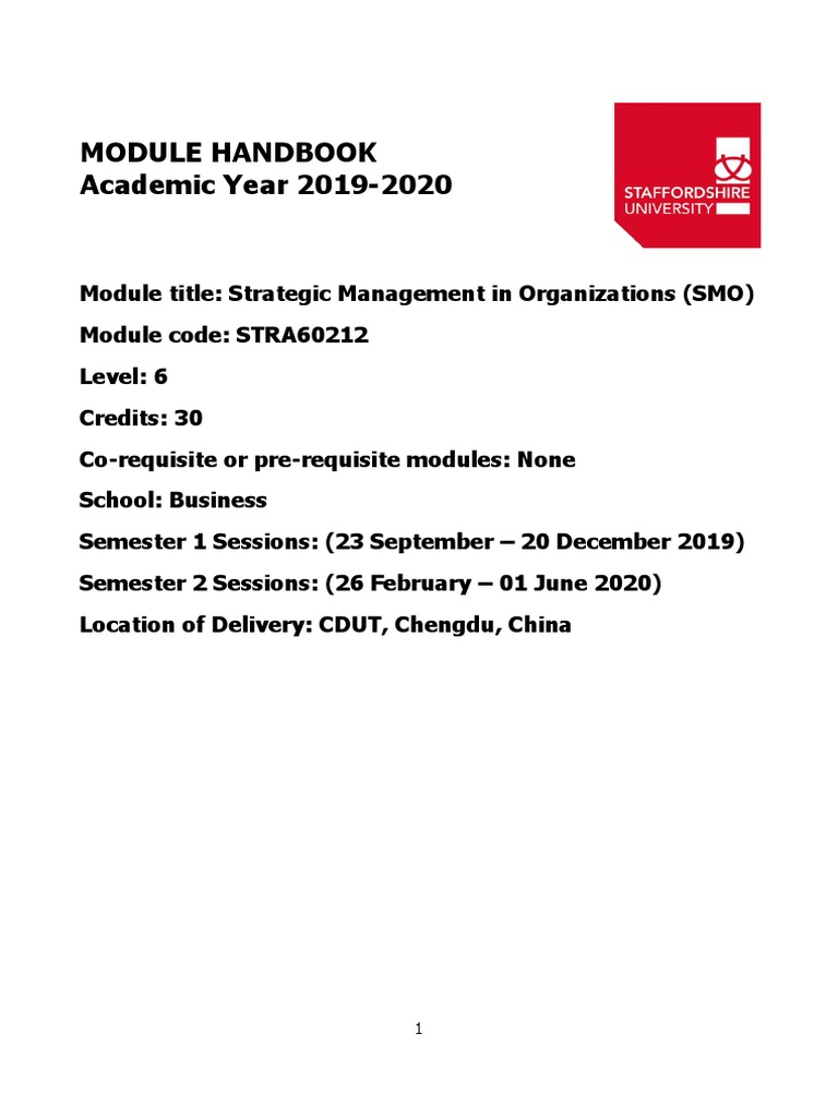 Module Handbook Academic Year 2019-2020 | PDF | Strategic Management ...