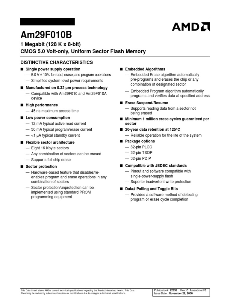 29F010 PDF | PDF | Flash Memory | Input/Output