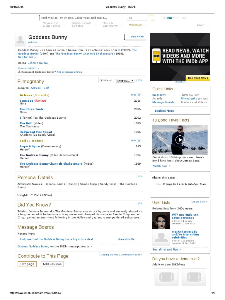 Goddess Bunny - IMDb | PDF | Online Services | World Wide Web