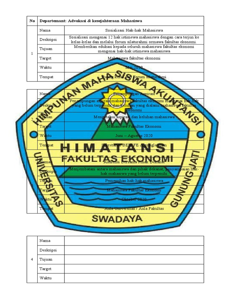 Contoh Program Kerja BEM | PDF