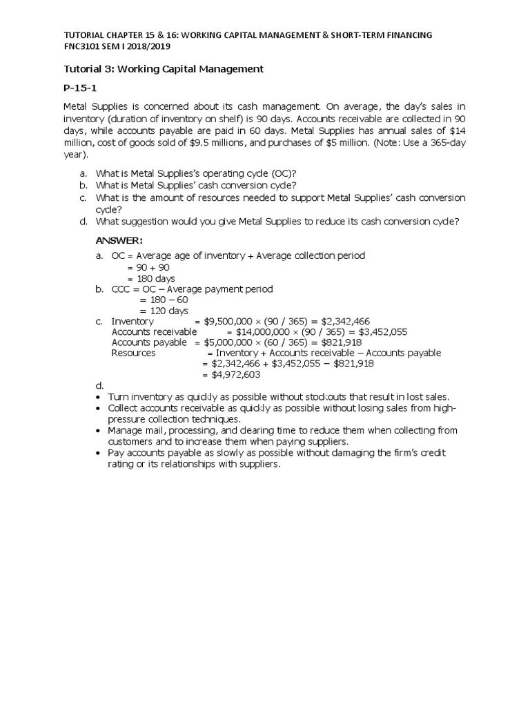 Tutorial 3 WCM Updated fnc3101 | PDF | Interest | Discounting