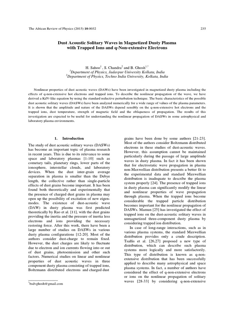 7 African | PDF | Plasma (Physics) | Soliton