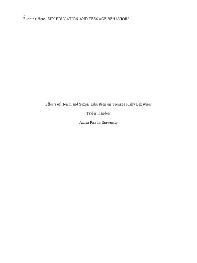 Educ 538 - Effects of Health and Sexual Education On Teenage Risky ...