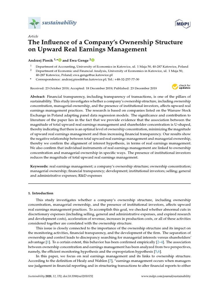 The Influence of A Company's Ownership Structure On Upward Real ...