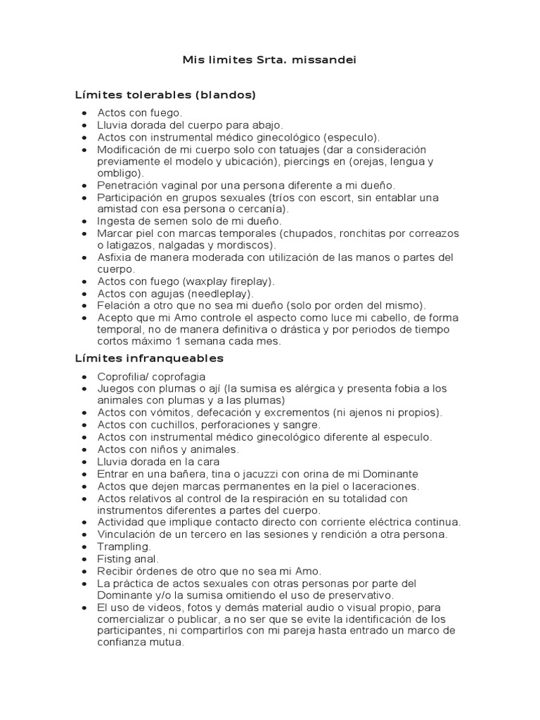 Mis Limites y Juegos 2020 | PDF | La servidumbre bdsm | Azotaina