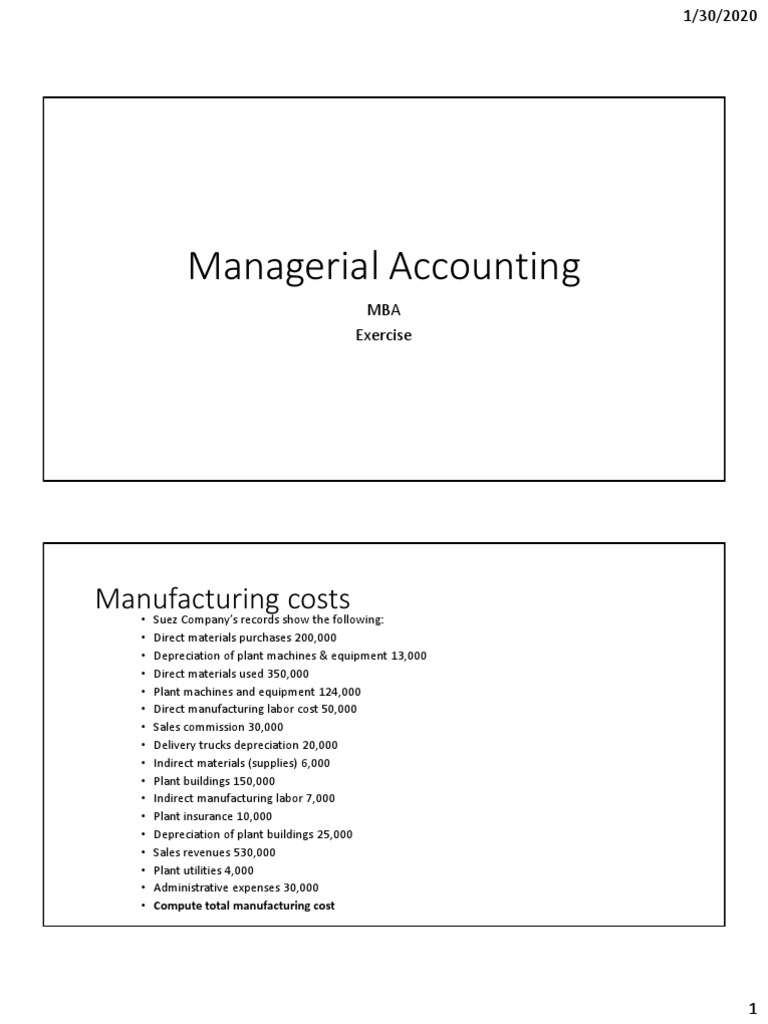 Managerial Accounting: Manufacturing Costs | PDF