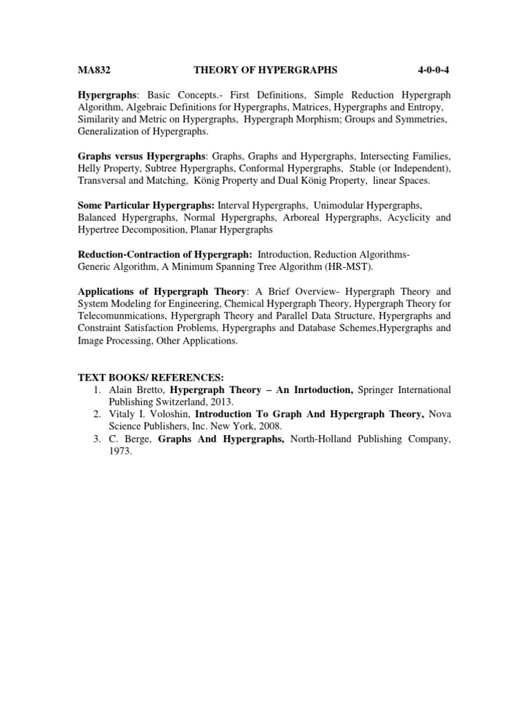 MA832 Theory of Hypergraph | PDF | Science & Mathematics