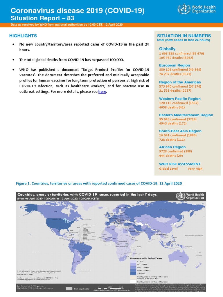 WHO Report For April 12, 2020 | PDF | Infection | World Health Organization