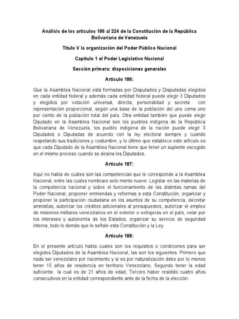 Analisis de Los Articulos 186 Al 224 de La Constitucion | PDF | Ley ...